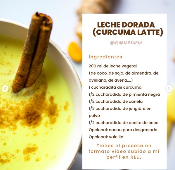 LECHE DORADA O CÚRCUMA LATTE, BENEFICIOS Y RECETA - mariapespin.com